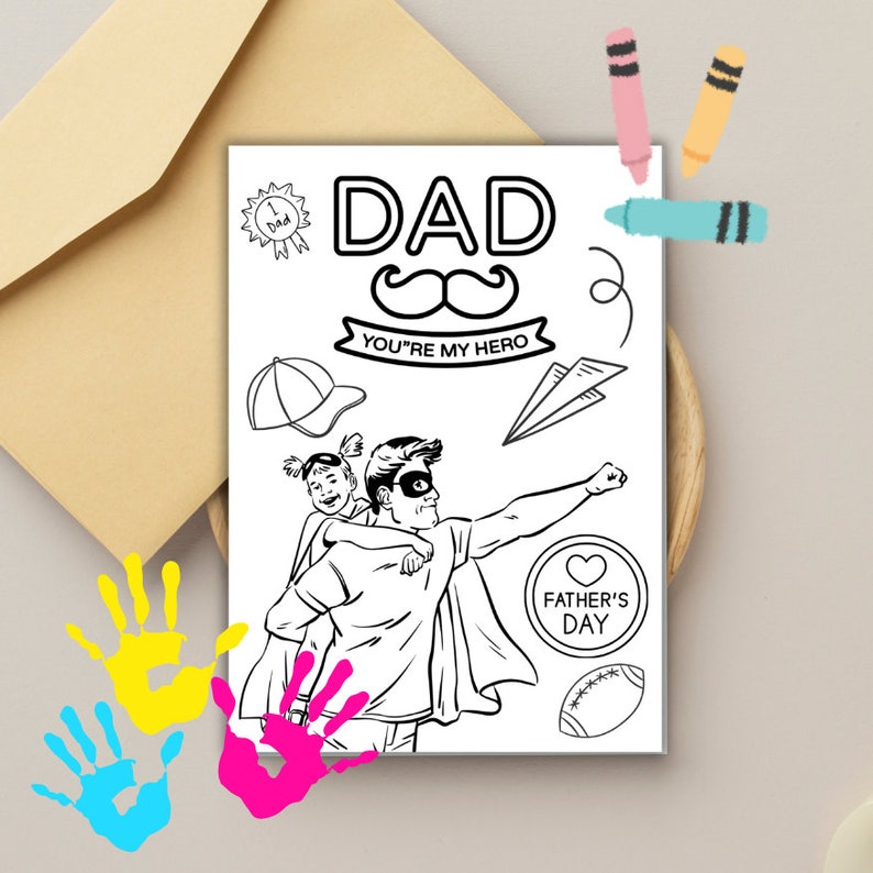 Happy Father's Day Coloring Greeting, Printable Coloring Family ...