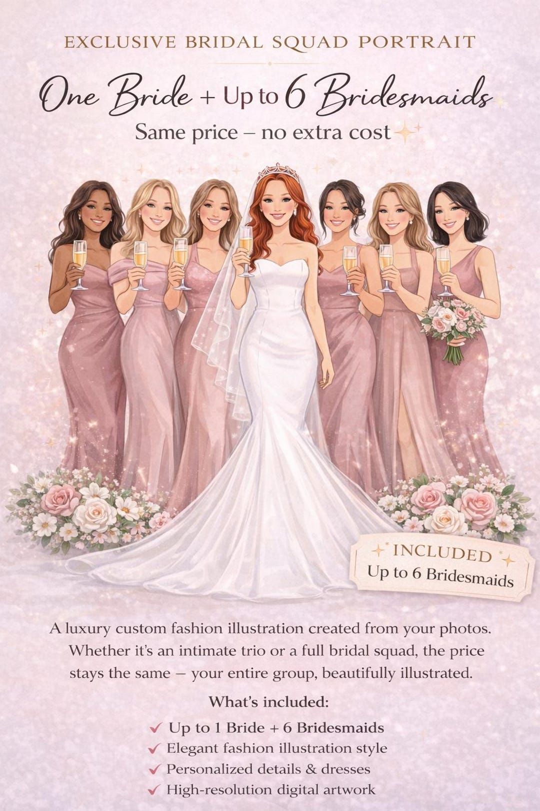 Exclusive Bridal Squad Portrait – One Bride + up to 6 Bridesmaids ...
