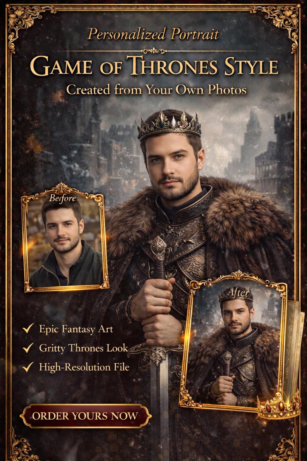 Custom Game of Thrones Portrait: Fantasy Caricature Digital Art - Etsy