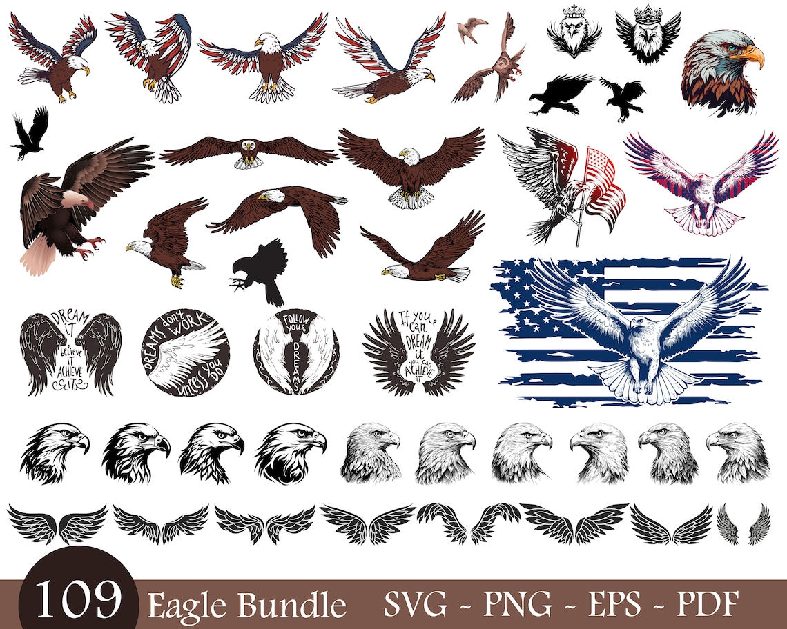 Eagle SVG Bundle, Eagles PNG Bundle, Eagle Head Clipart, Eagle Face Svg ...