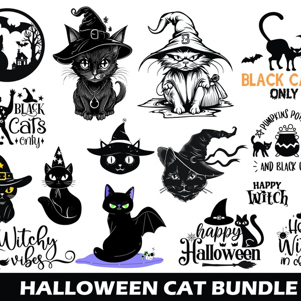 Halloween Cat Svg - Etsy