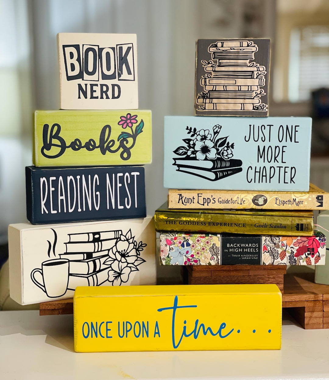 Hand Painted Reading Blocks – Book Lover Home Decor - Etsy
