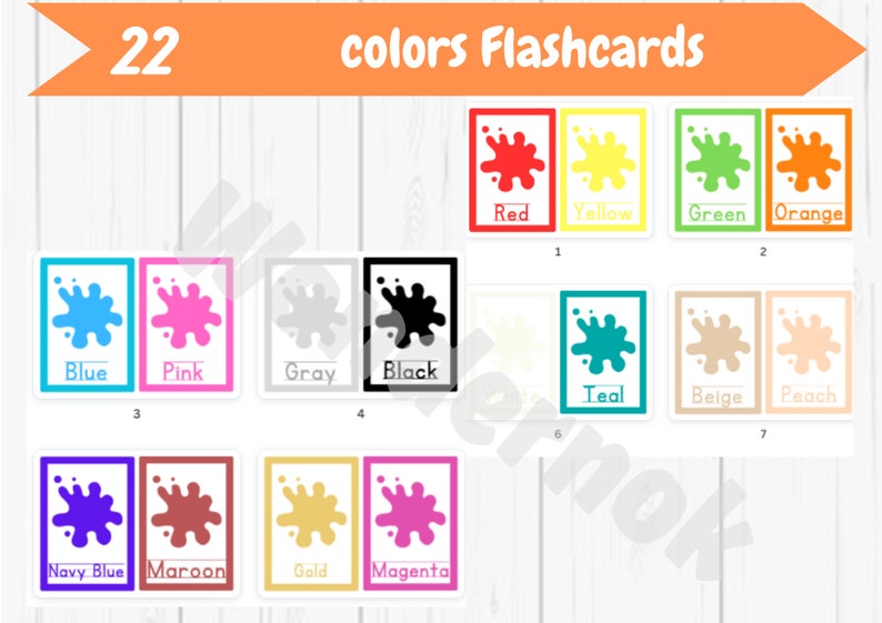 Vibrant Colors Flashcards for Kids,color Flashcards for Early Childhood ...