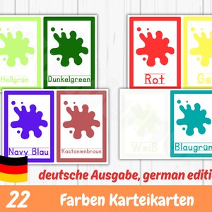 German Vibrant Colors Flashcards for Kids,color German Flashcards for ...