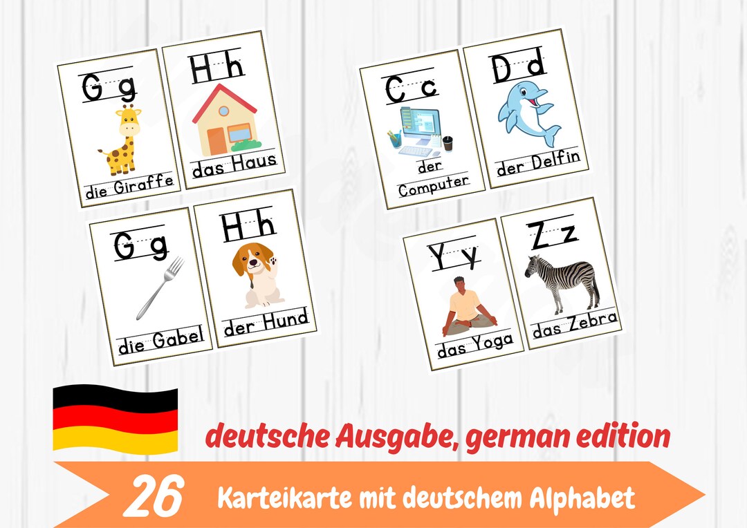 German Alphabets Flash Cards,letters Flash Cards, Printable Cards ...