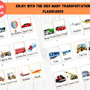 Vehicle and Transportation Flash Cards,printable Cards Montessori Cards ...