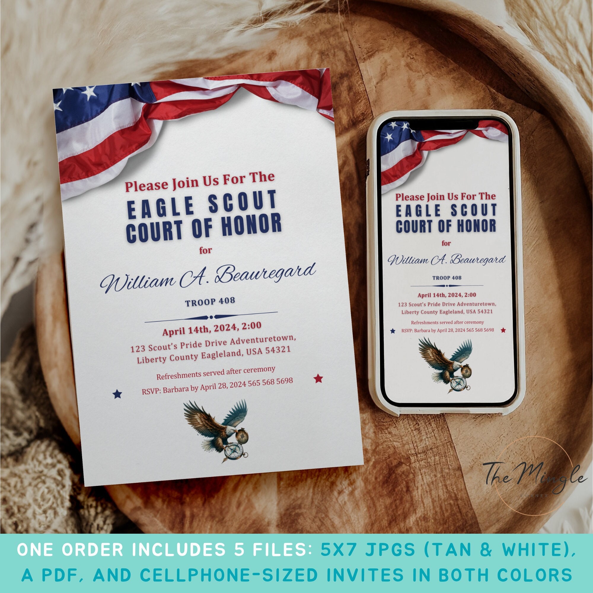 Personalized Court of Honor Invitation Eagle Announcement Ceremony ...