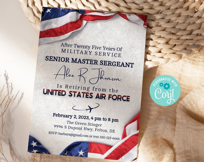 Air Force Retirement Ceremony Invitation, Printable US Air Force ...