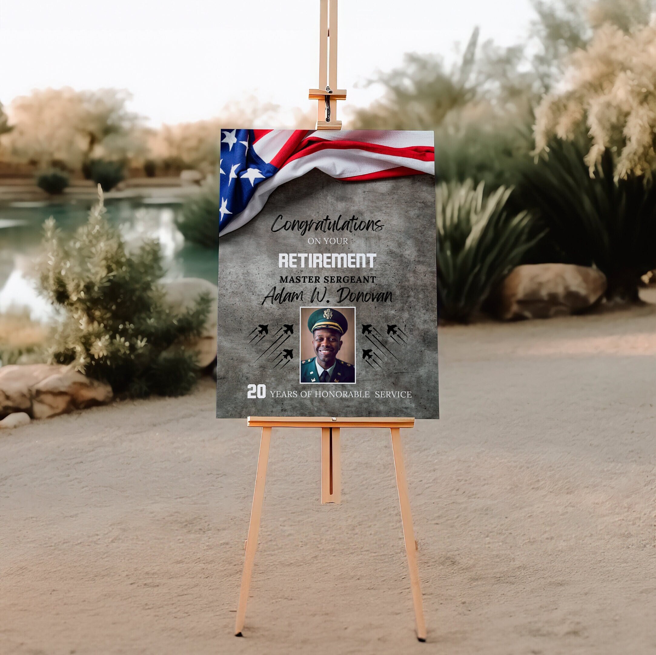 Retirement Party Welcome Sign With Photo, Army Retirement Welcome ...