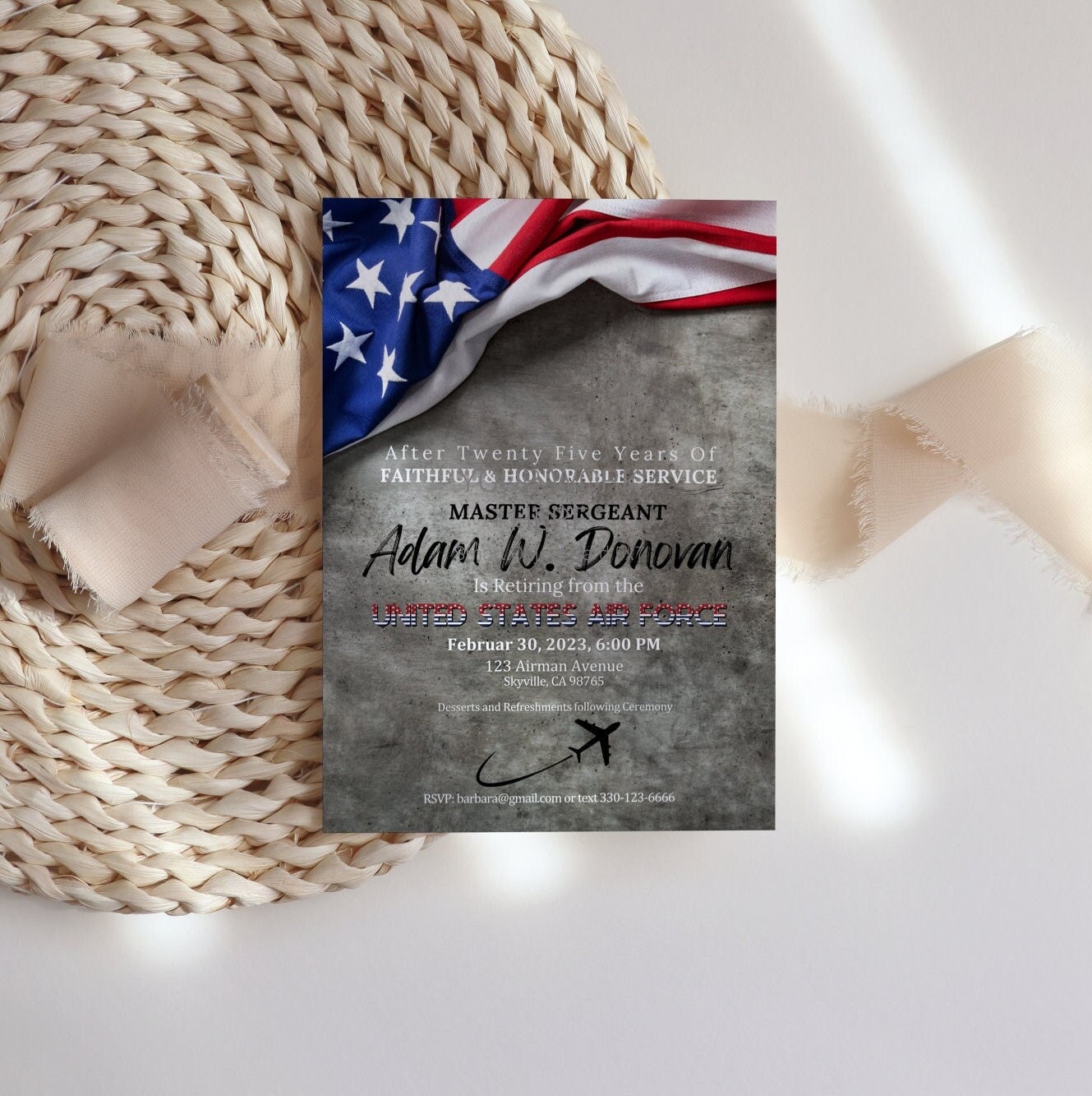 Air Force Retirement Ceremony Invitation Digital Template 5x7 ...