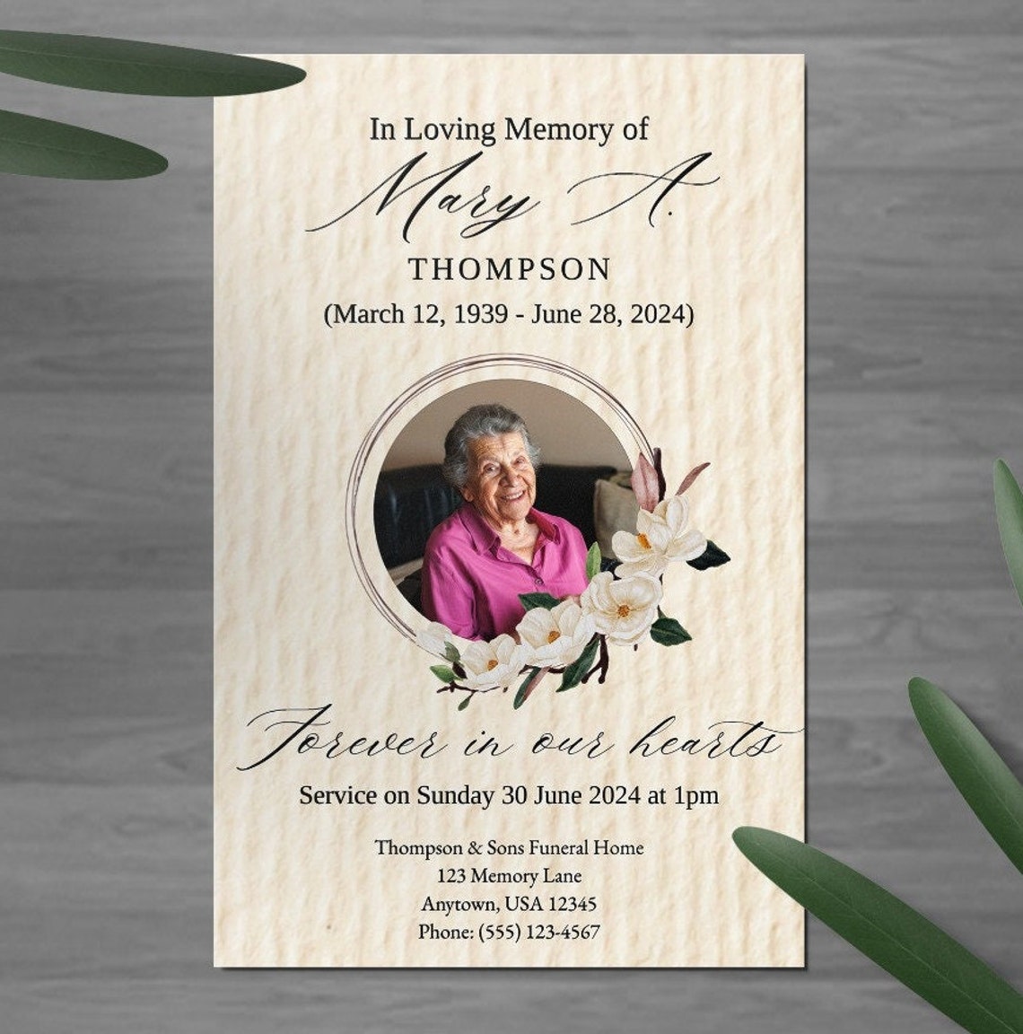 Editable Funeral Program Template, Prayer Card Template, Minimalist ...