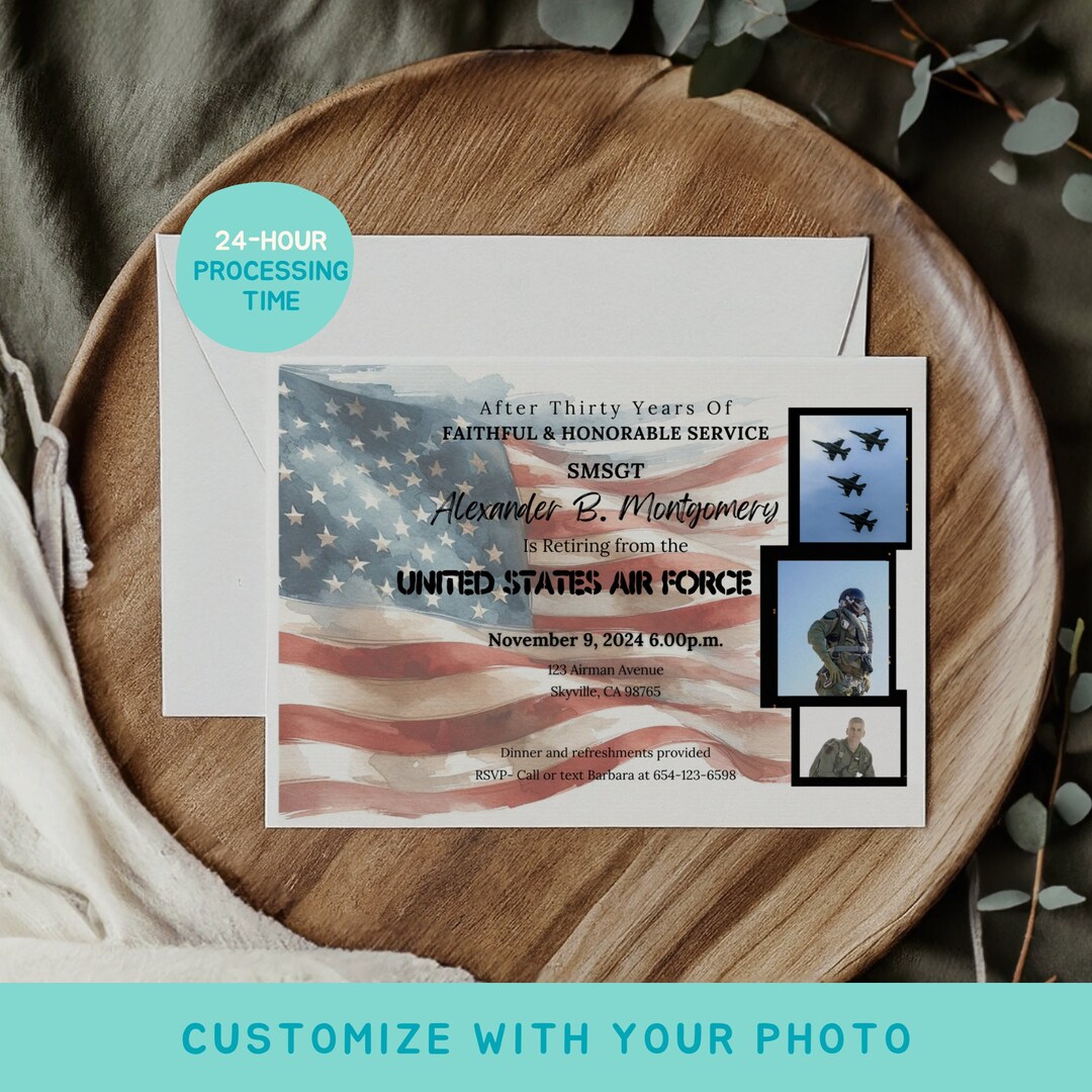 Air Force Retirement Invitation, Military Personnel Retirement ...