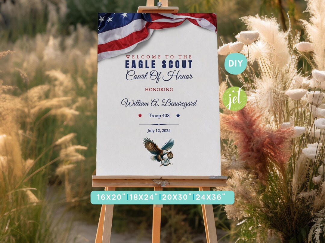 Court of Honor Welcome Sign Template 16x20 18x24 20x30 24x36 - Etsy