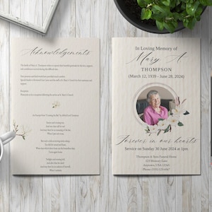 Editable Funeral Program Template, Prayer Card Template, Minimalist ...