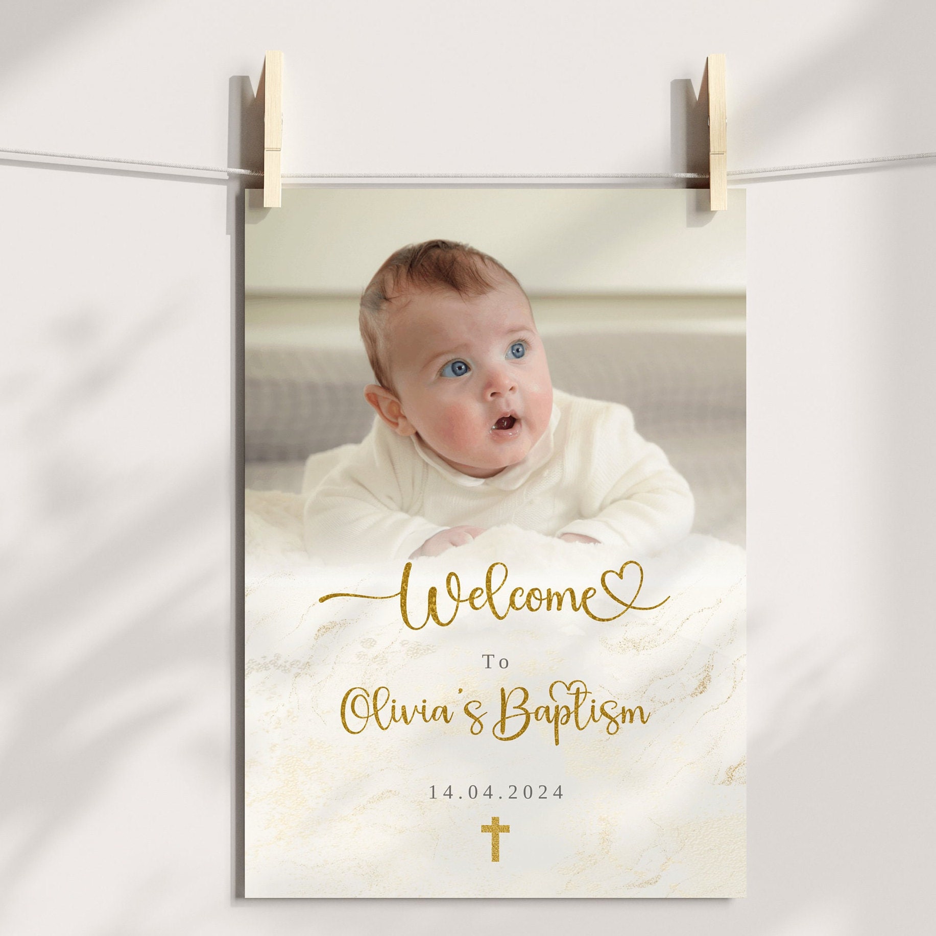 Baptism Welcome Sign Template, Customizable Christening Poster for Boy ...