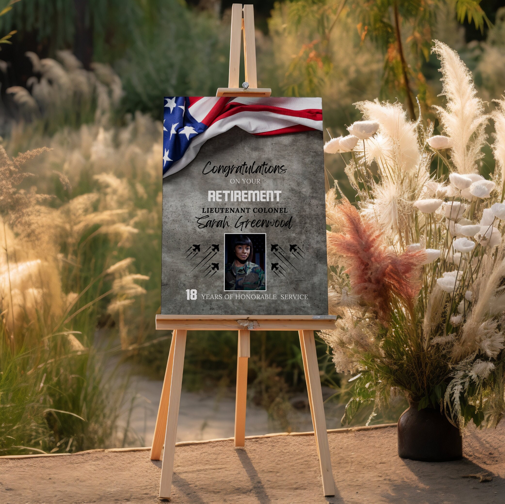 Retirement Party Welcome Sign With Photo, Army Retirement Welcome ...