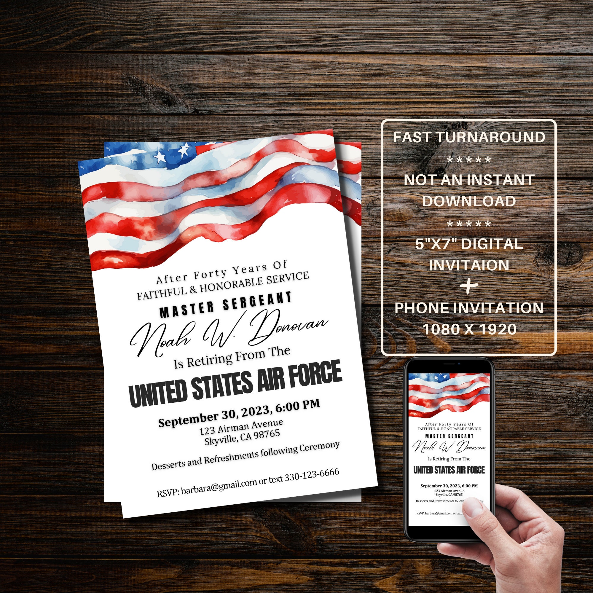 Air Force Retirement Ceremony Invitation Digital 5x7, Retirement Party ...