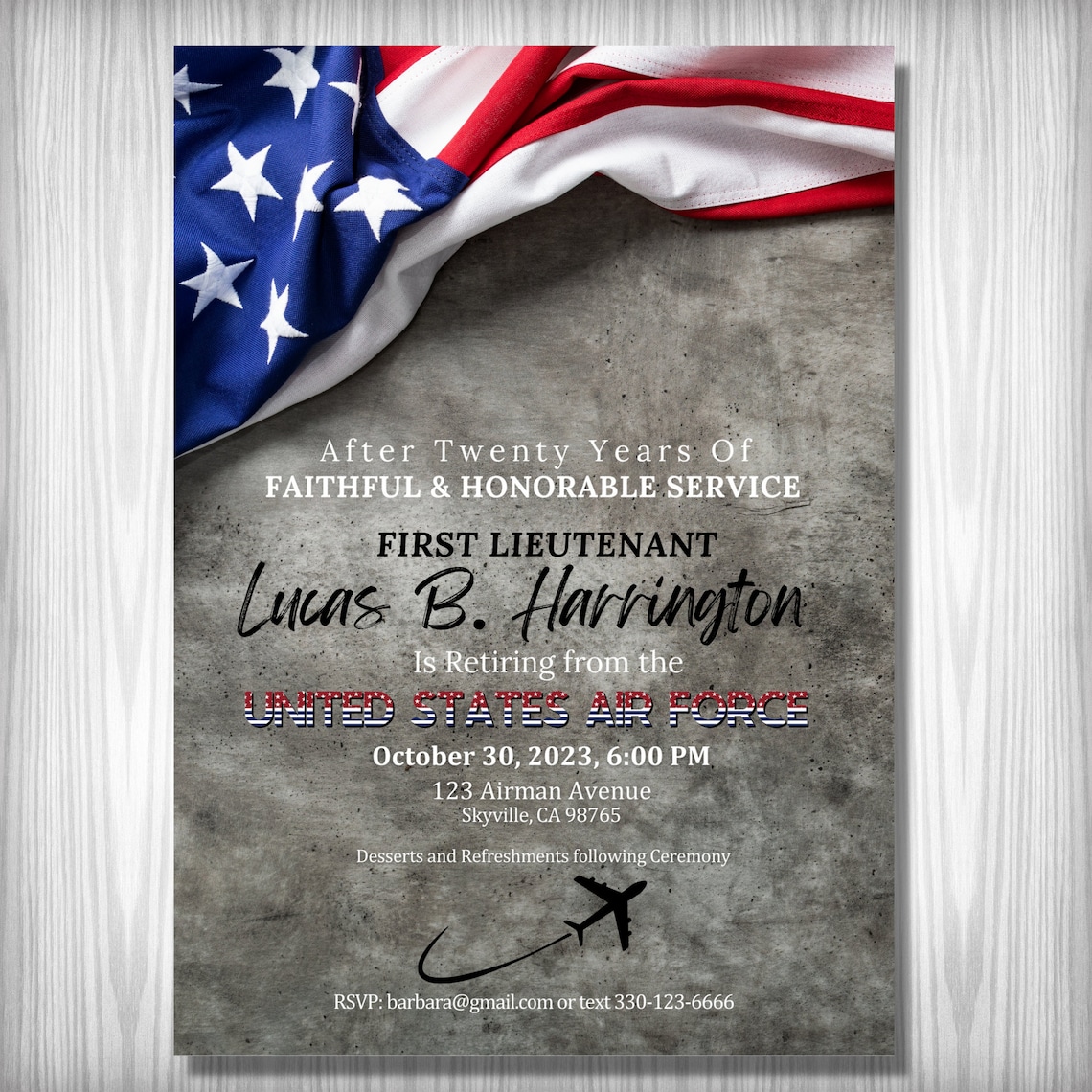 Air Force Retirement Ceremony Invitation Digital Template 5x7 ...