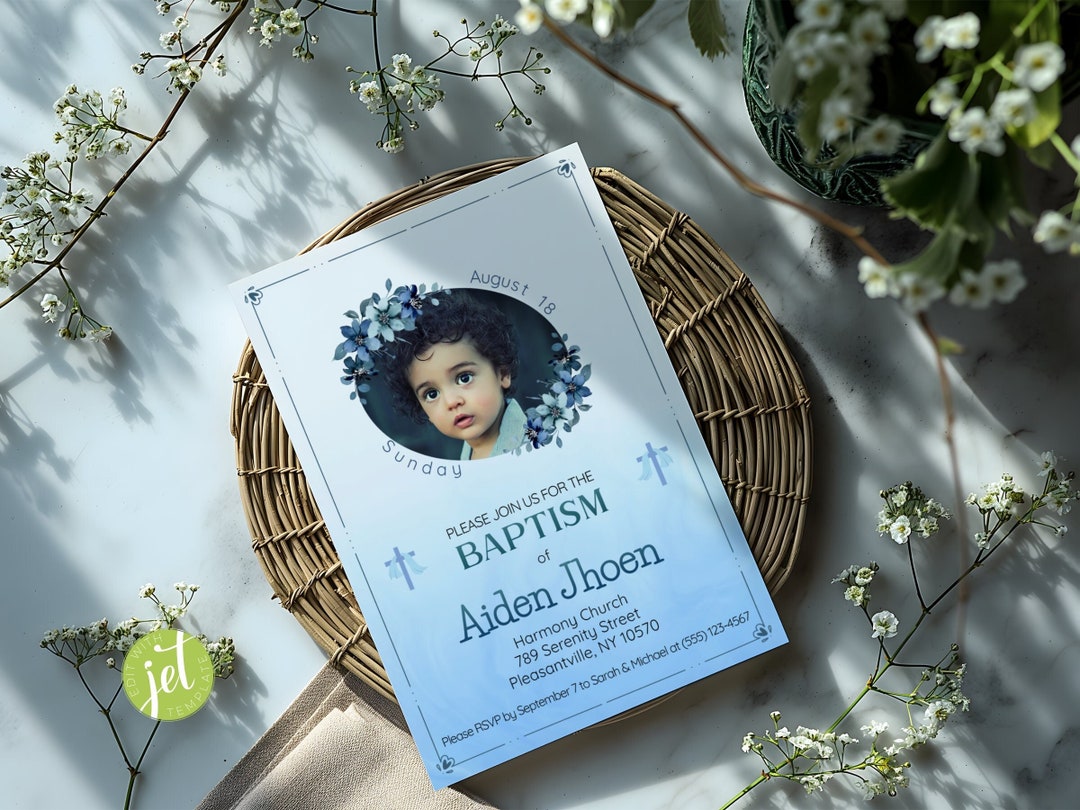 Custom Baptism Invitation, Personalized Christening Invite With Photo ...