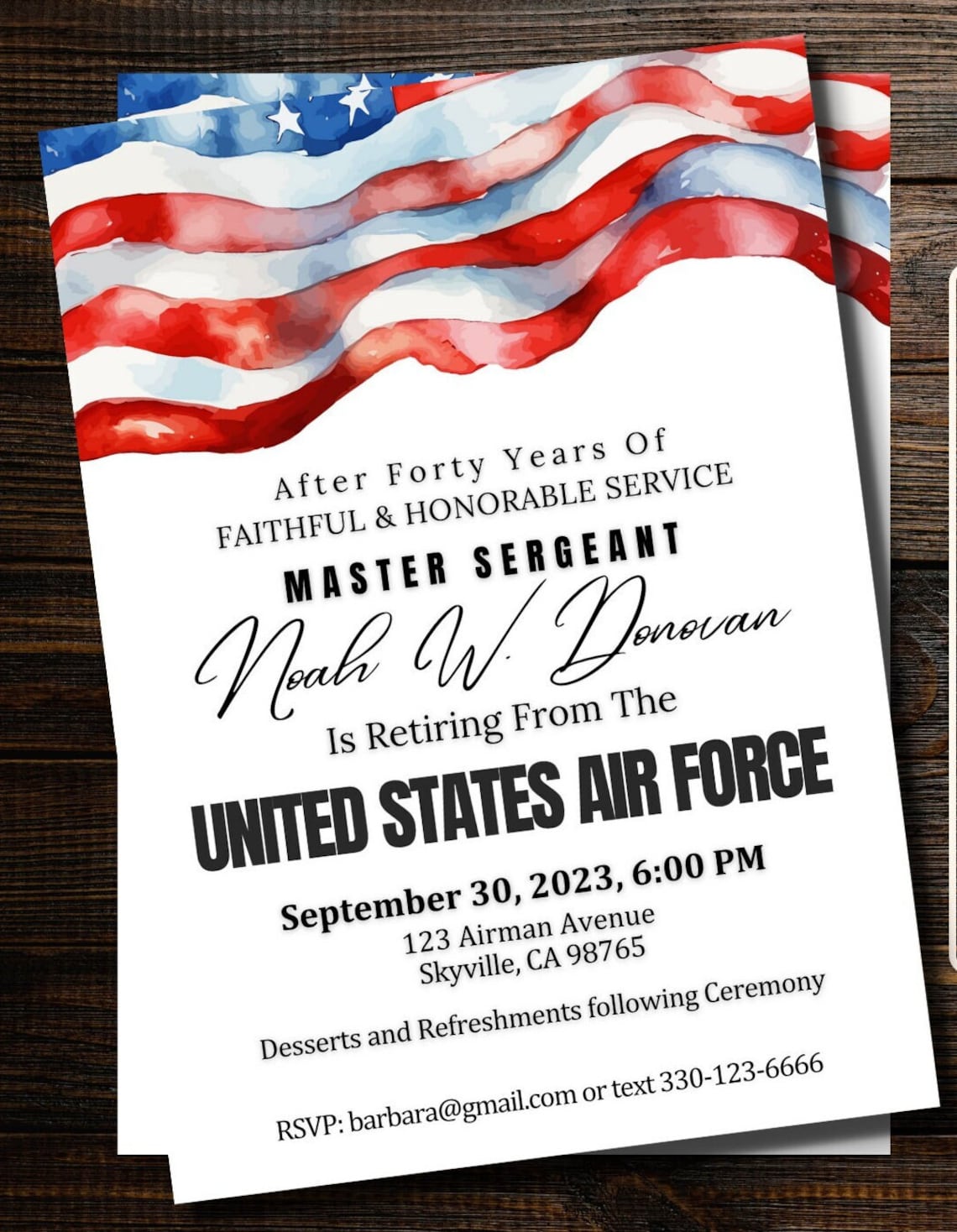 Air Force Retirement Ceremony Invitation Digital 5x7, Retirement Party ...