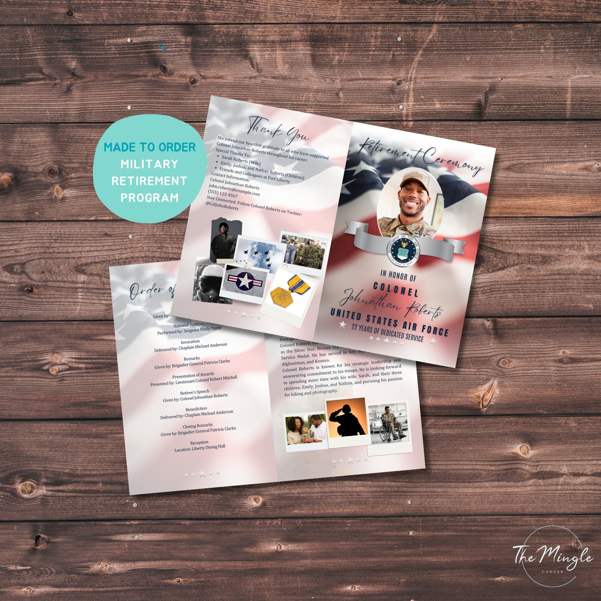 Custom Military Retirement Program, Personalized Ceremony Booklet for ...