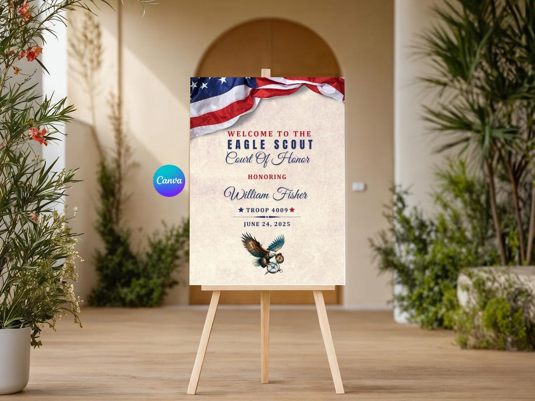 Court of Honor Welcome Sign Canva Template, Eagle Ceremony Announcement ...