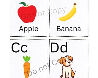 26 Printable Alphabet Flash Cards. ABC Printable Picture Flashcards ...