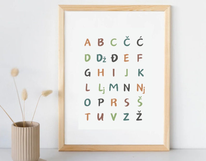 Abeceda Downloadable Print - Bosnian Croatian Serbian Alphabet Printable Bosanska Hrvatska ...