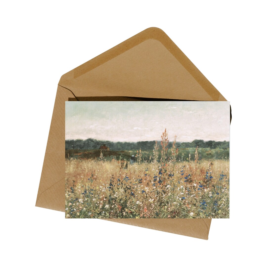Printable Card Wildflower Field Wildflower Card Card With Painting Art ...