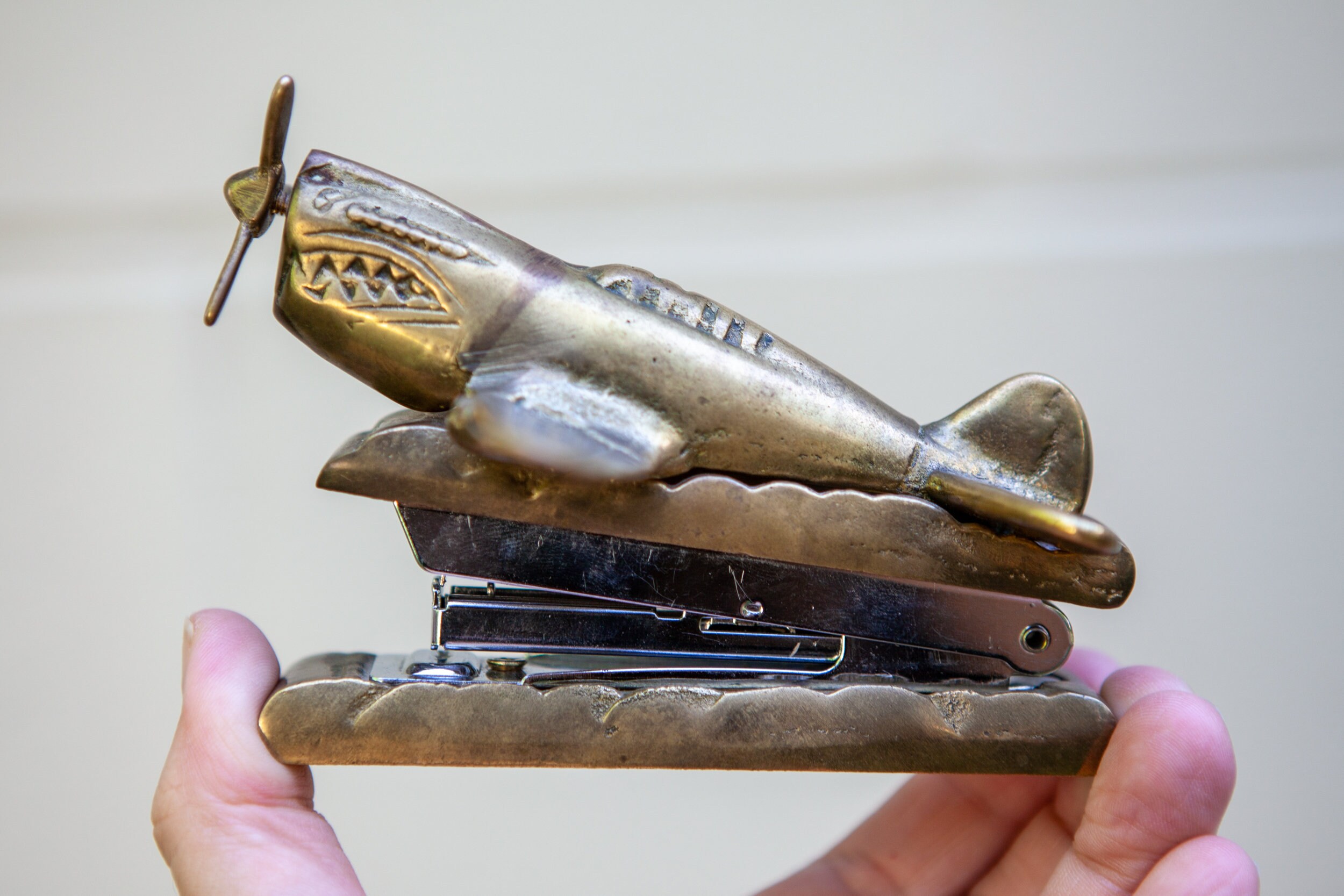 Brass Stapler Shaped Like a WWII Fighter Plane by MSR Imports, Inc ...