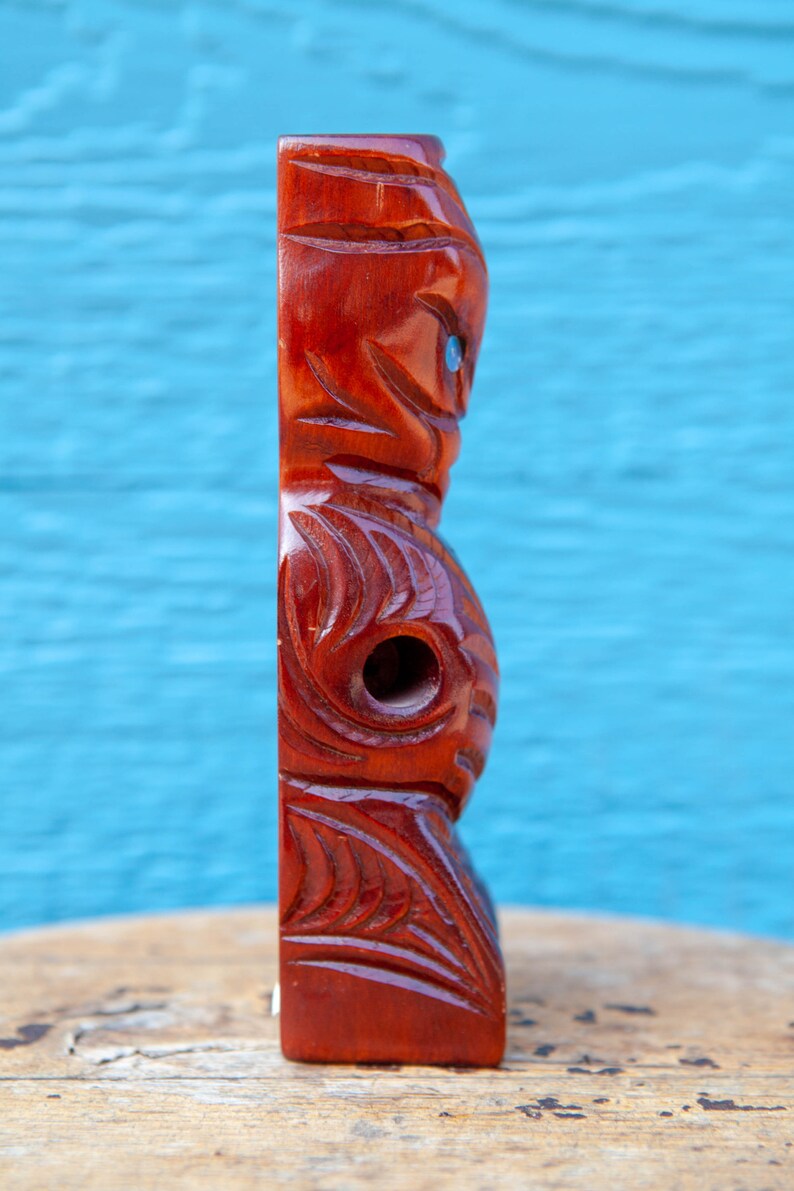 Maori Tiki Teko Teko Statue / Hand Carved Matai Figurine With Natural ...