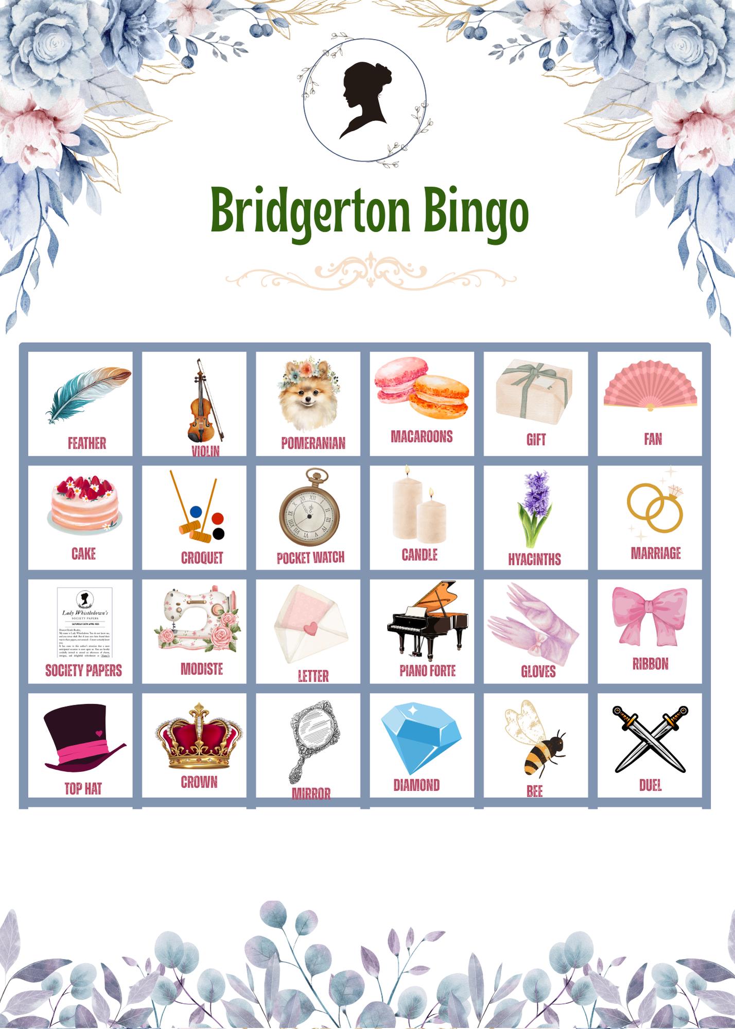 Bridgerton Bingo Game Printable | 10 Players | Regency-themed Afternoon ...