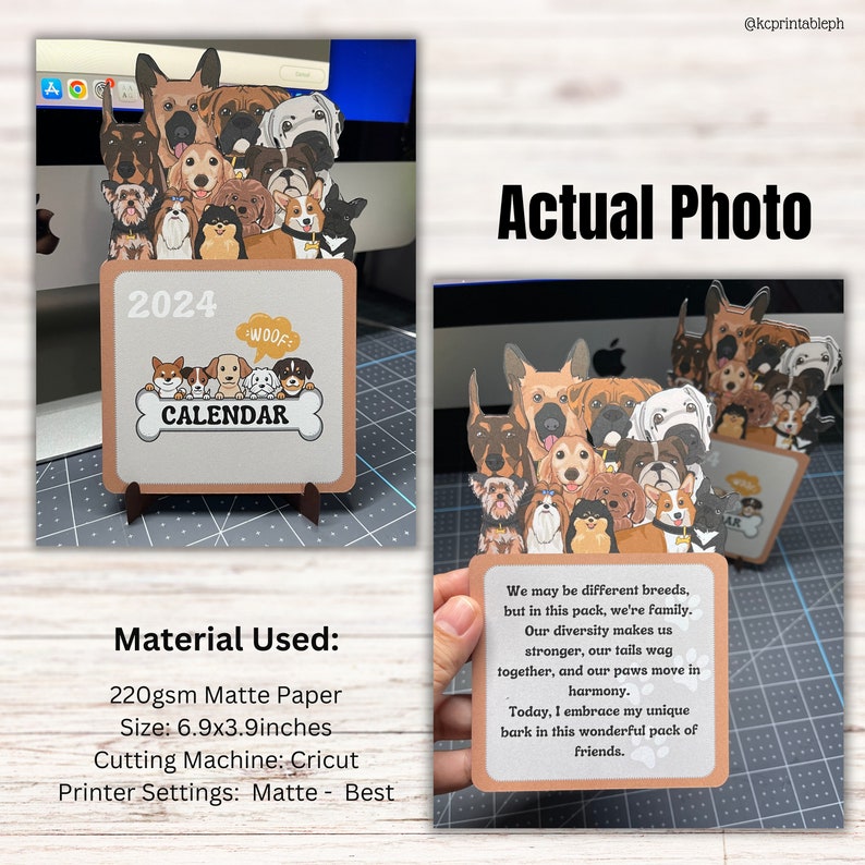 2026 Dog Stackable Desk Calendar Template Cricut & Cutting Machine ...