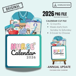 2026 Nurse Stackable Desk Calendar Template: Editable Canva, Cricut PNG ...