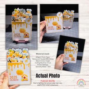 Honey Bee Desk Calendar Template 2026 Cricut & Canva Editable (digital ...