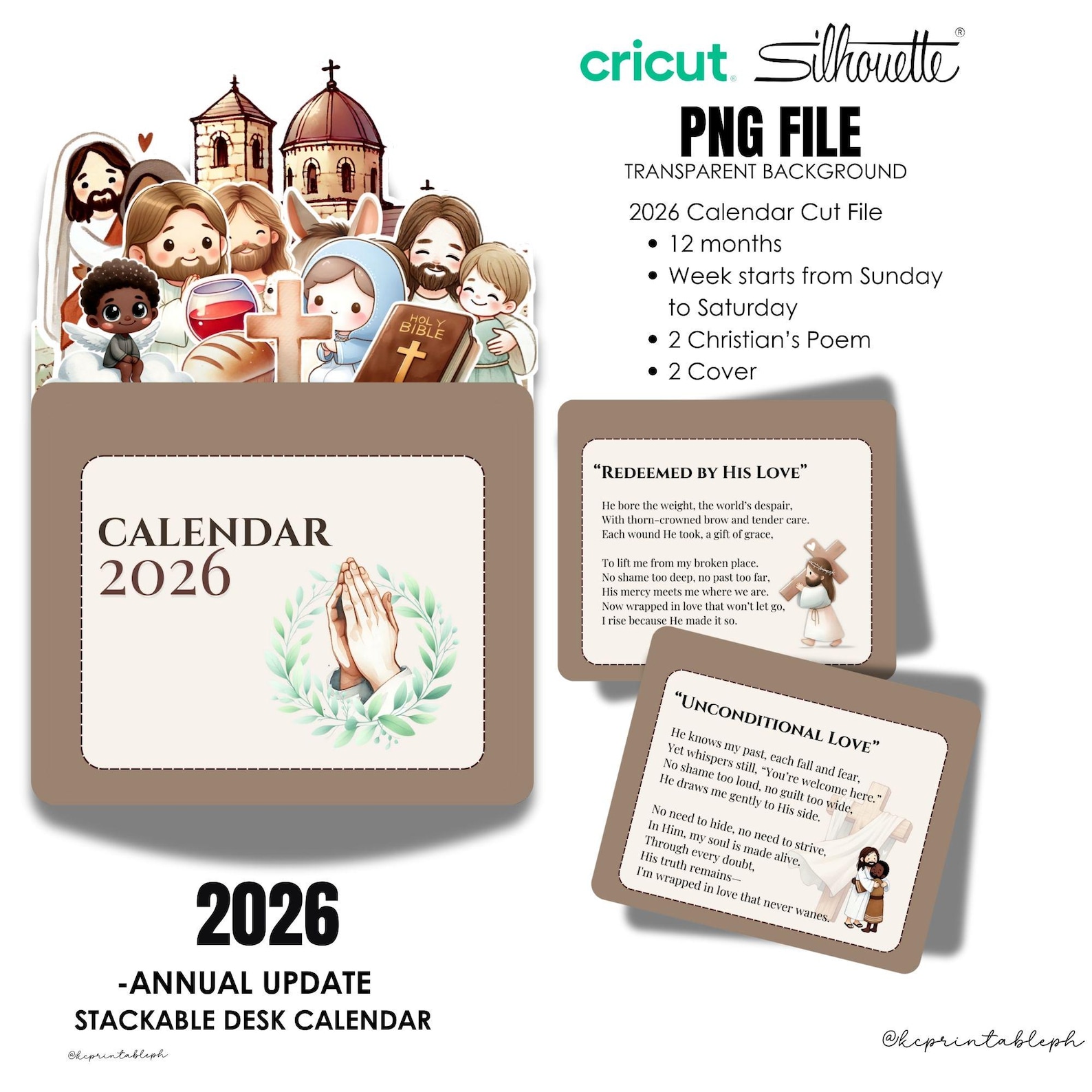 2026 Christian Desk Calendar: Bible Verse Printable (digital Download ...