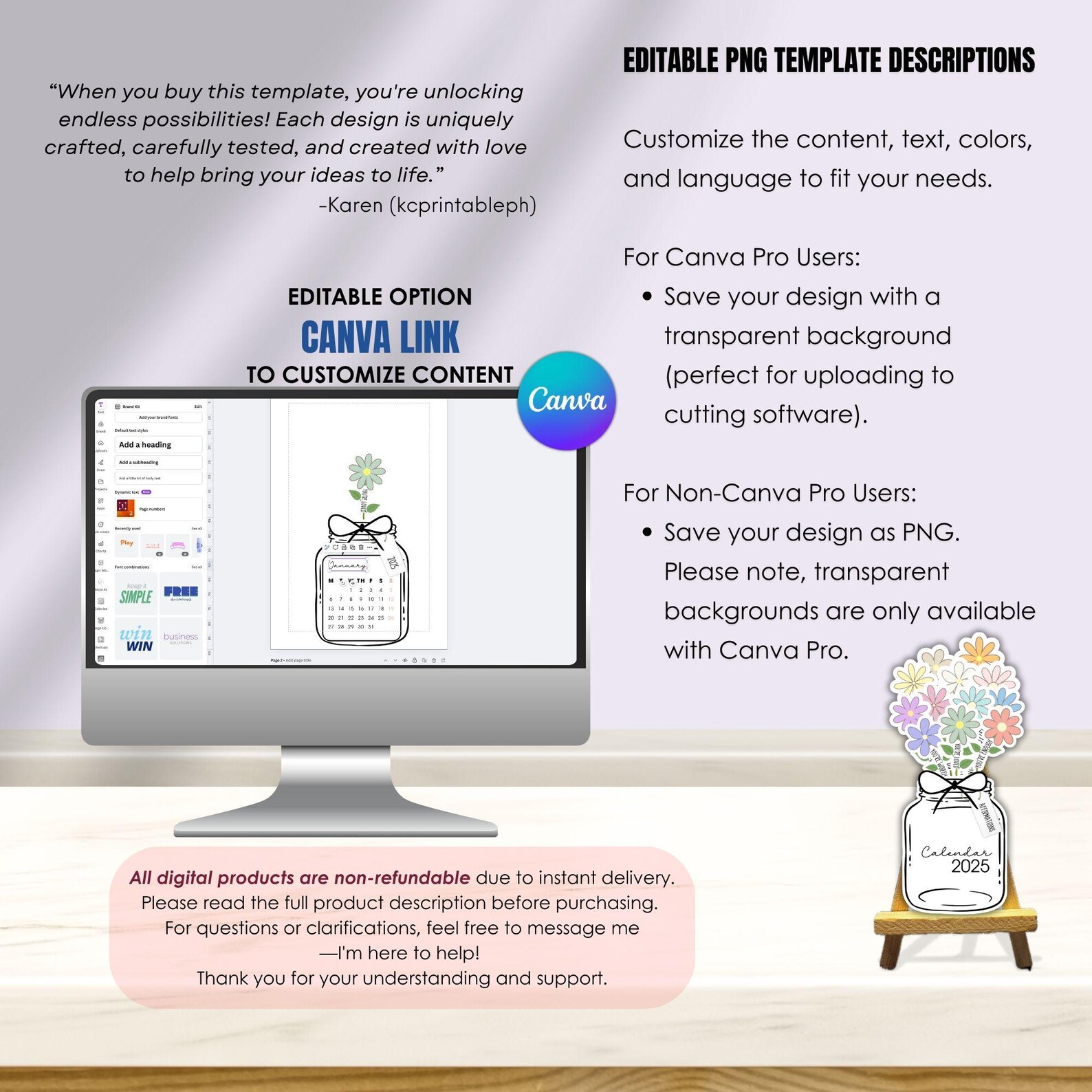 2025 Floral Stems of Affirmation Desk Calendar | PDF JPG for Printing ...