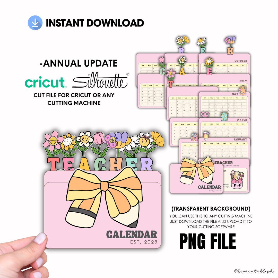 2025 Teacher’s Pink Desk Calendar Template | Editable Canva PDF | PNG ...