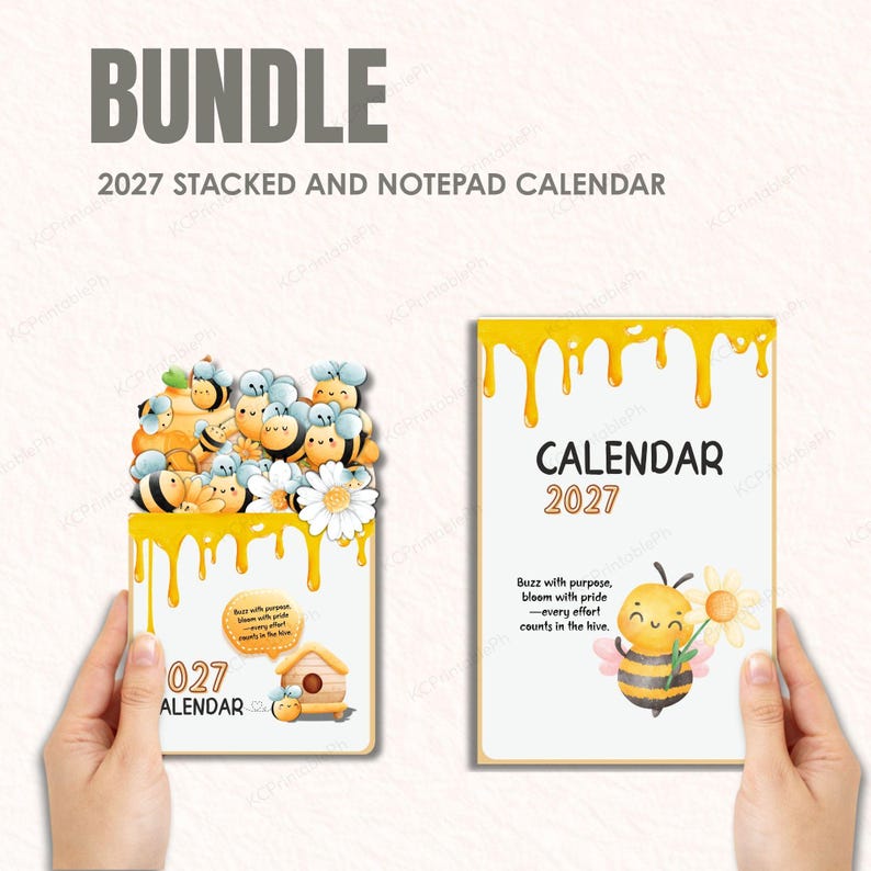 2027 Bee Stackable Desk Calendar Printable Bundle (digital Download) - Etsy