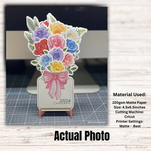 2025 Watercolor Rose Desk Calendar Template | Editable Canva Option ...