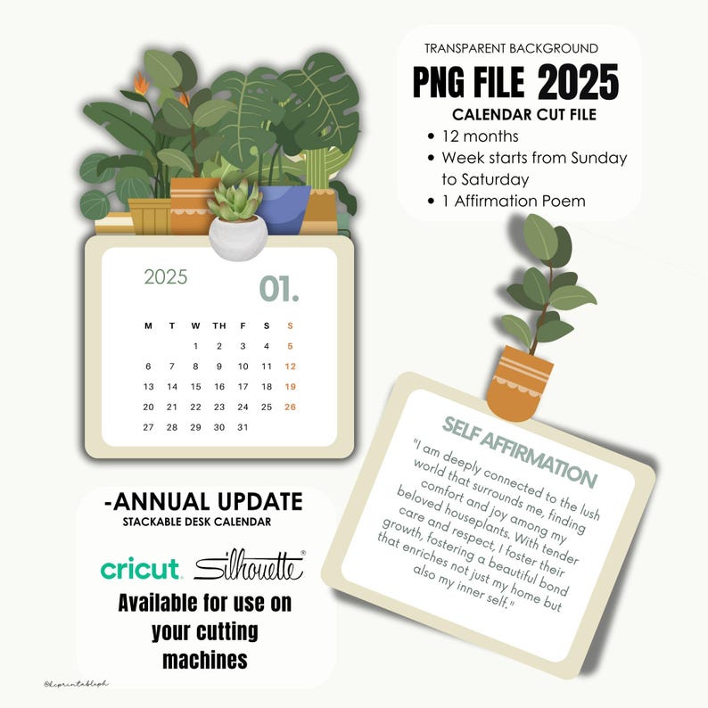 2026 Plant Desk Calendar Printable | Stackable Botanical Calendar PDF ...