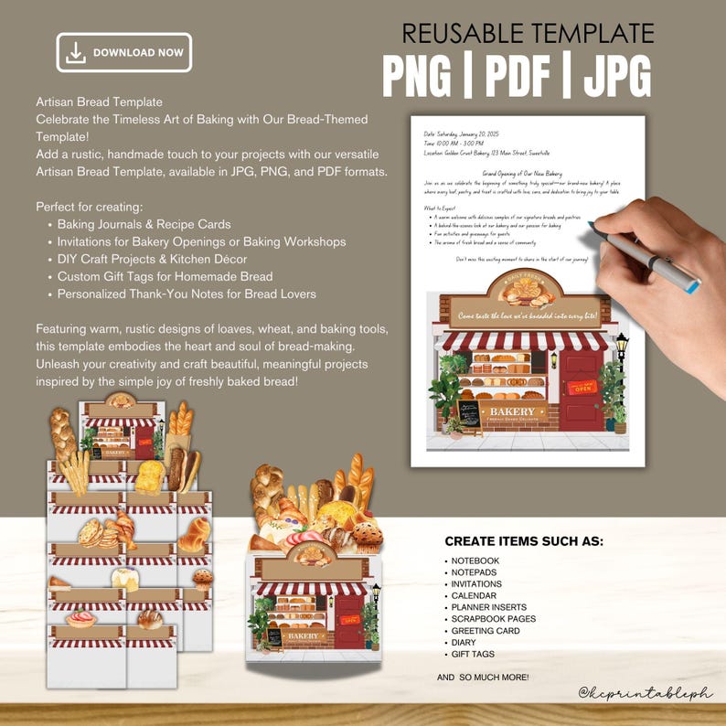 2026 Bread Bakery Stackable Desk Calendar: Cricut Cutting File, Canva ...