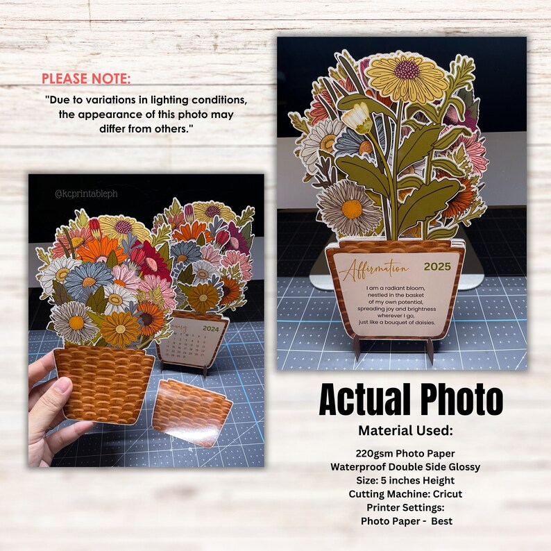 2024-2025 Daisy Flower Bouquet Desk Calendar, Reusable All Year ...