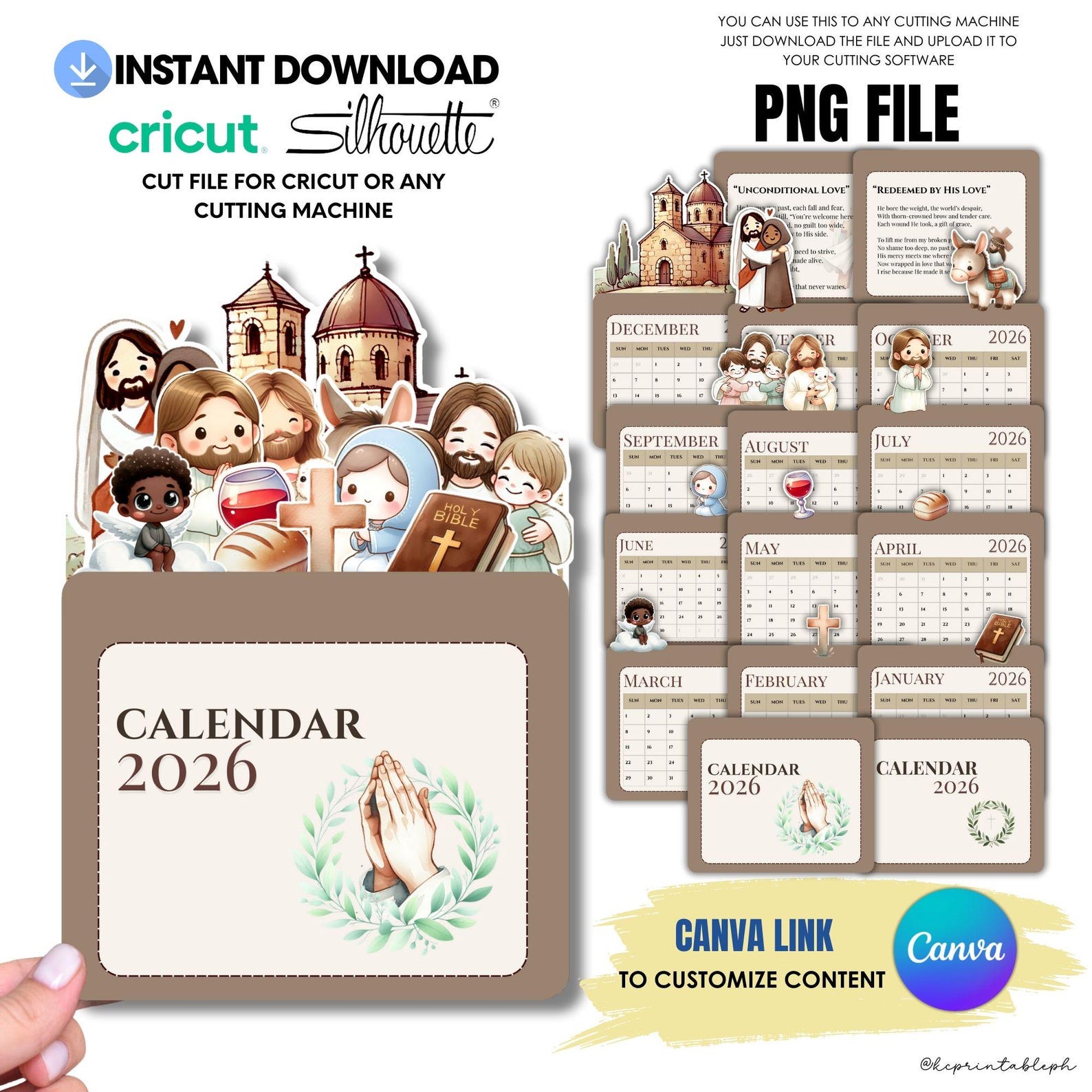 2026 Christian Desk Calendar: Bible Verse Printable (digital Download ...