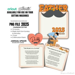 2025 Father Desk Calendar | PDF JPG Files, PNG for Cutting Machine ...