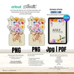 2025 Birth Flower Desk Calendar Template | PNG Cutting Files | Instant ...