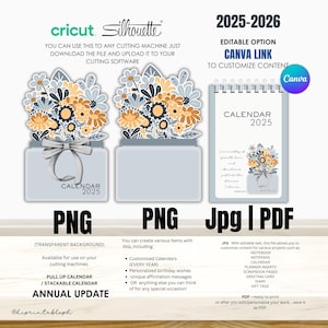 2025-2026 Boho Floral Desk Calendar Printable Template | Reusable All ...
