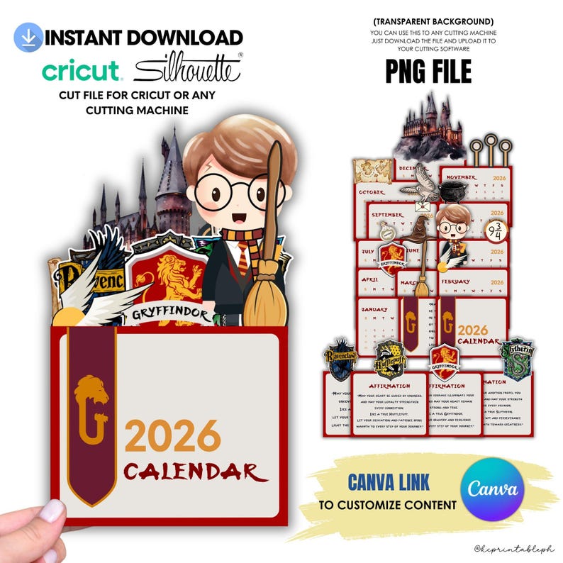 2026 Wizard Desk Calendar: Stackable, Editable Canva Template ...