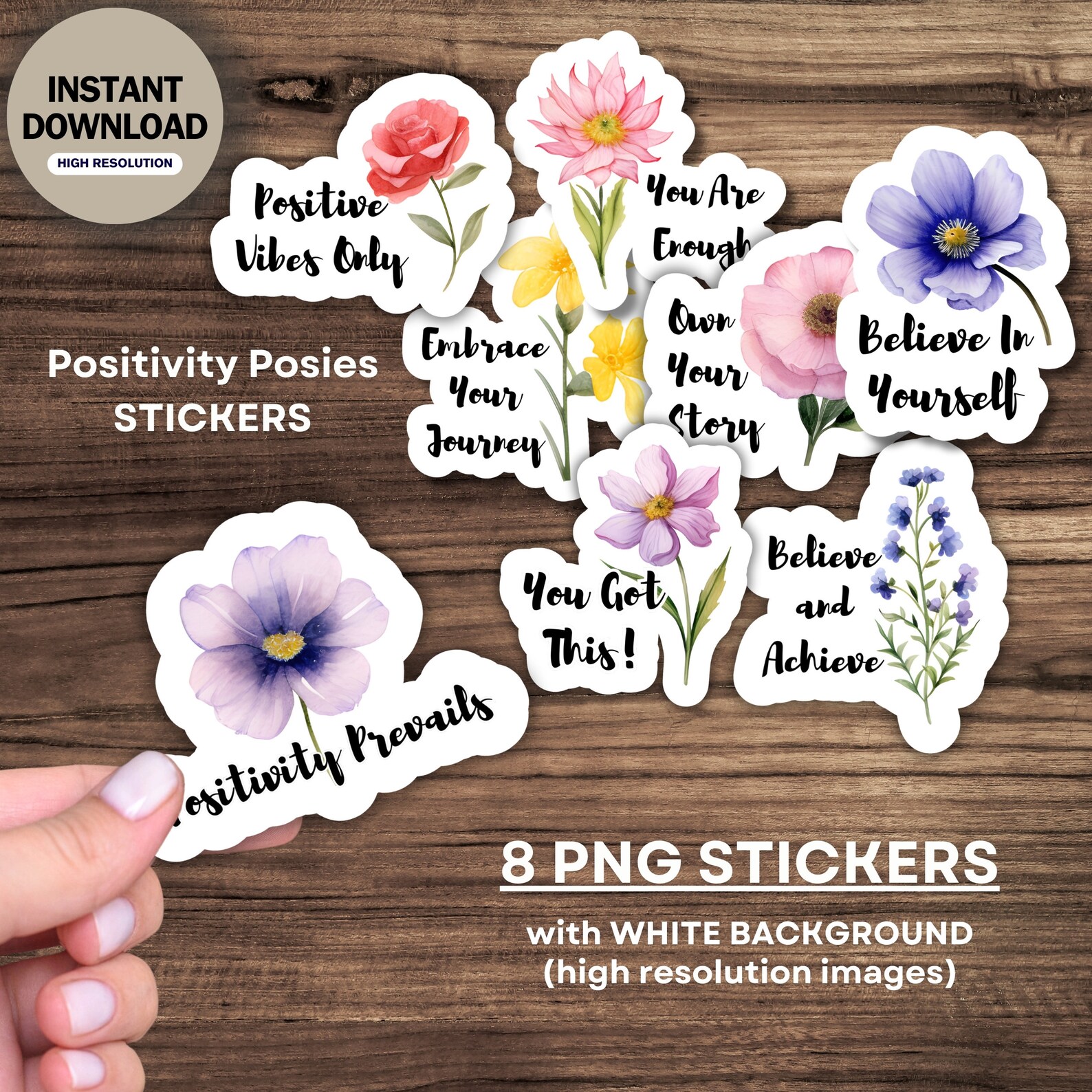 Positivity Posies Bouquet: Affirmation Flower Vase (PNG JPG PDF) - Etsy