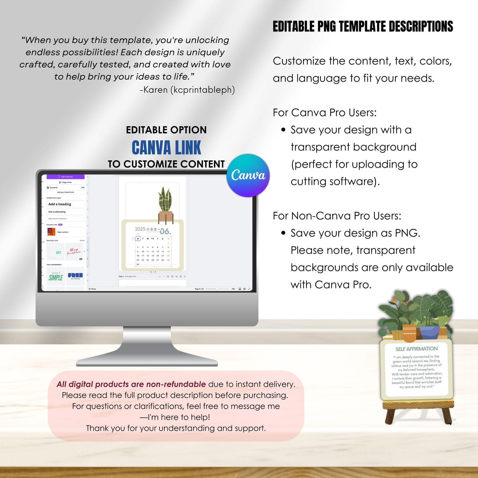 2026 Plant Desk Calendar Printable | Stackable Botanical Calendar PDF ...